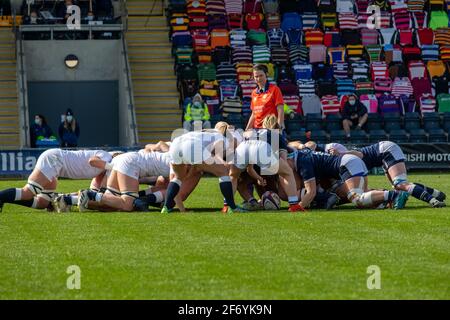 Doncaster, UK. 03rd Apr, 2021. Helena Rowland (#10 England) attacking ...