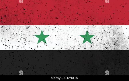 Syria flag with waving grunge texture. Vector background Stock Vector ...