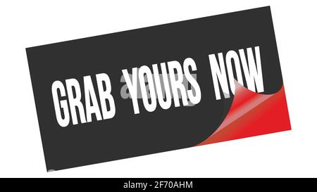 GRAB YOURS NOW text written on red grungy zig zag borders round stamp ...