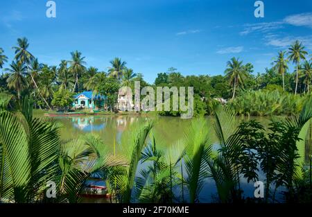 View across the Loboc River, Loboc, Bohol, Central Visayas, Philippines ...