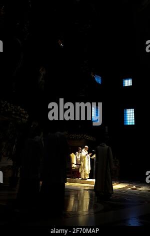 Roma, Italy. 04th Apr, 2021. April 03, 2021 : Pope Francis celebrating ...