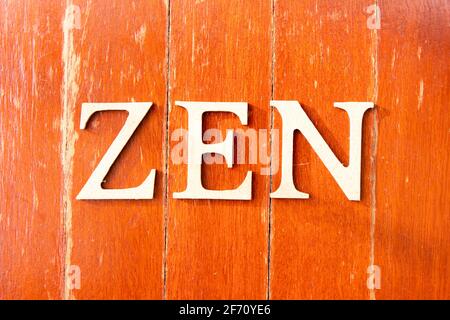 Alphabet letter in word zen on wood background Stock Photo - Alamy