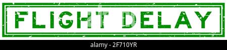 Grunge green flight delay word square rubber seal stamp on white ...