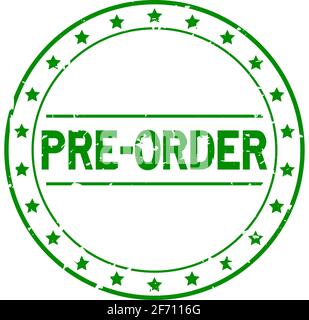 Grunge green pre order word oval rubber seal stamp on white background ...