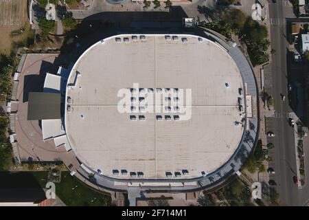 An aerial view of the McKale Center on the campus of the University of ...