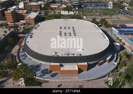 An aerial view of the McKale Center on the campus of the University of ...