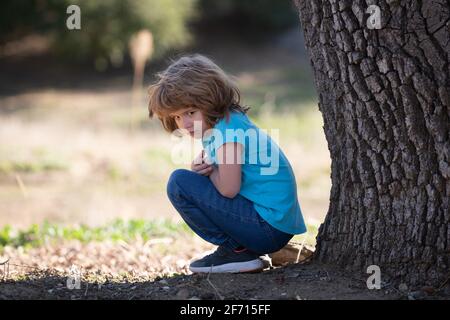 Kids negative emotions, nervous breakdown. Lonely kid. Loneliness child ...