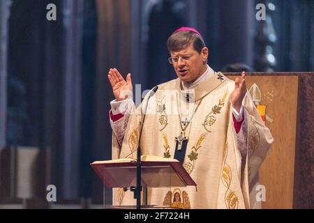 Freiburg, Germany. 04th Apr, 2021. Archbishop Stephan Burger speaks to ...