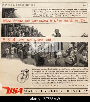Vintage 1942 advertisement for British BSA bicycles Stock Photo - Alamy