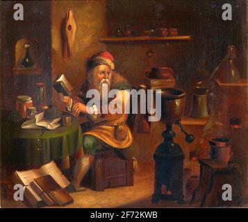 'The Alchemist in his Laboratory' by David Teniers the Younger is a ...