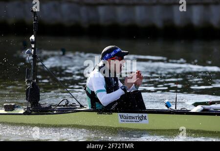Cambridge cox Dylan Whittaker celebrates after winning the 75th Women's ...