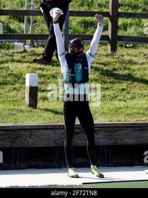 Cambridge cox Dylan Whittaker celebrates after winning the 75th Women's ...