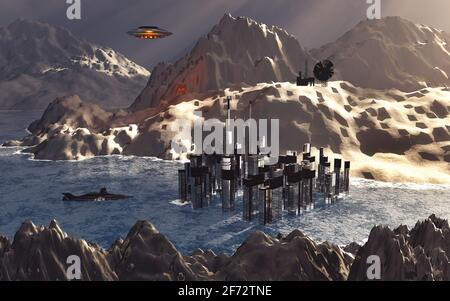 Alien Base At The Antarctic Stock Photo - Alamy