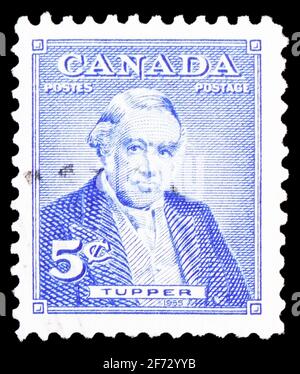 CANADA - CIRCA 1955: a stamp printed in the Canada shows Torch, Dove ...
