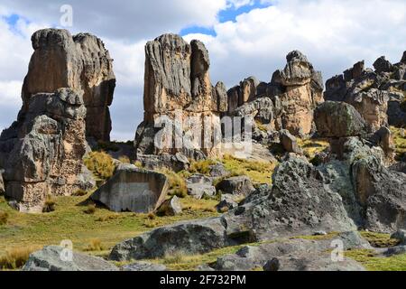 Bizarre rock formations in the Stone Forest, Junin Province, Peru Stock ...