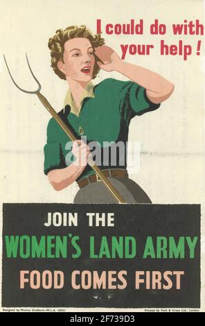 Recruiting Poster for the Women's Land Army Stock Photo - Alamy