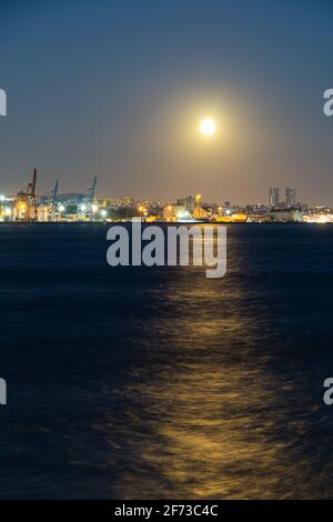 full moon rising over Istanbul skyline Stock Photo - Alamy