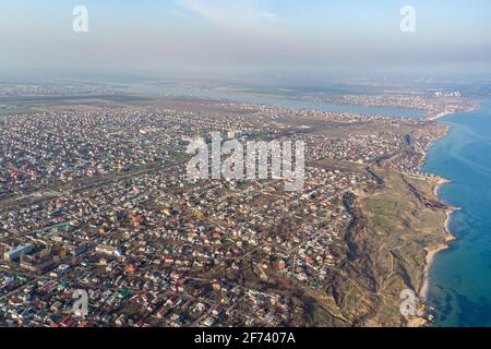 View of the village of Fontanka on the Black Sea coast near Odessa ...
