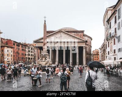 Circa 2019: Rome, Italy: Building in the centre. Green door ...
