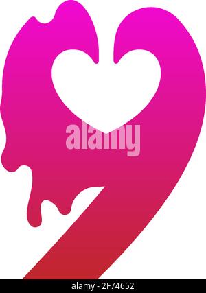 Number 6 logo icon with melting love symbol design template vector ...