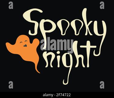 scary night lettering with ghost vector design illustration Stock ...