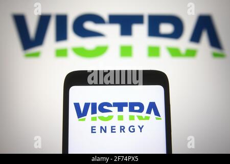 In this photo illustration Vistra Energy Corp. logo seen displayed on a ...