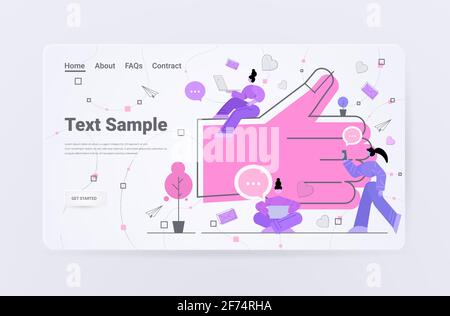 businesspeople using gadgets social media communication digital ...