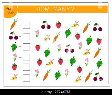 How many grapes game. Math addition activity for preschool children ...