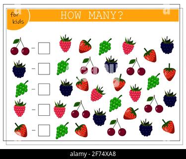 How many grapes game. Math addition activity for preschool children ...
