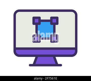 Designer workplace filled line icon, simple illustration, creativity ...