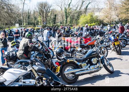 Motorcycles parked at Boxhill in Surrey Stock Photo - Alamy
