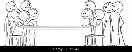 Two Person, Politicians or Businessmen Negotiating and Sitting at Table ...
