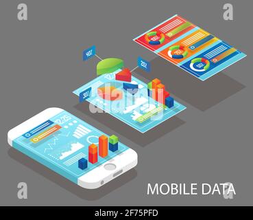 Smartphone symbol. Flat Isometric Icon or Logo. 3D Style Pictogram for ...