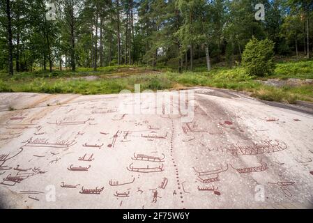 The ancient rock carvings at Tanum are spread out over large stone ...