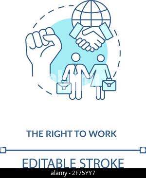 Labour union blue concept icon. Employee right protection idea thin ...