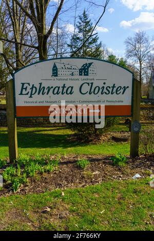 Ephrata, PA, USA - April 4, 2021: Historical Marker sign at the ...
