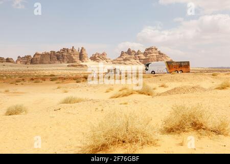 Jabal al Ahmar ancient Nabataean civilization tombs carved in stone ...