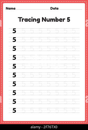 Trace number 5. Handwriting practice. Learning numbers for kids ...