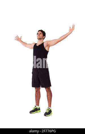 Handsome athlete with arms outstretched Stock Photo - Alamy