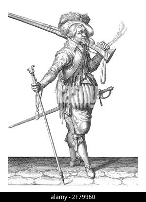 Soldier Wearing His Musket on His Left Shoulder and Holding His Fur ...