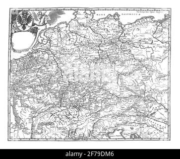 Map of the postal routes through the German Reich, vintage engraving ...