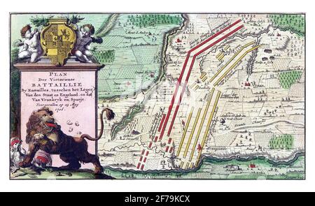 Map showing the order of battle of the troops at the Battle of Denain ...