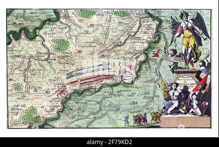 Map showing the order of battle of the troops at the Battle of Denain ...