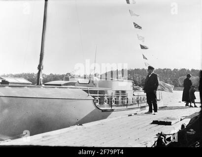 Salon engine boat. The 1920s Stock Photo - Alamy