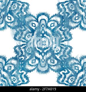 Seamless blue crosshatch tribal rug motif pattern Stock Photo - Alamy