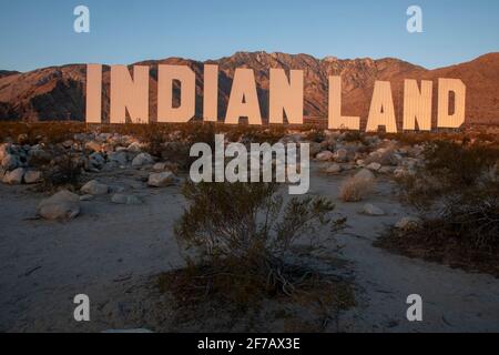 This Indian Land sign sits close to Palm Springs, CA, USA and looks ...