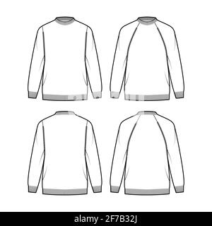 Crewneck sweatshirt flat technical drawing illustration mock-up ...