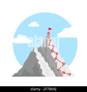Mountain climb path challenge journey base infographic. Vector growth ...