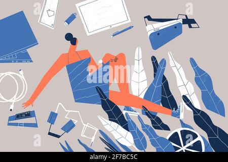 People use devices laptop tablet smartphone work by access internet ...