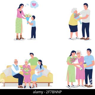 Mothers day 2D vector web banner, poster set Stock Vector Image & Art ...